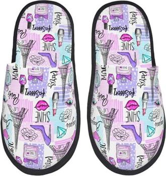 Generic Accueil Pantoufles Tour Eiffel Et Coeurs Antid&eacute;rapant Pantoufles De Voyage L&eacute;gers Chaussons DInt&eacute;rieur Pour Femmes H&ocirc;tel Int&eacute;rieur L