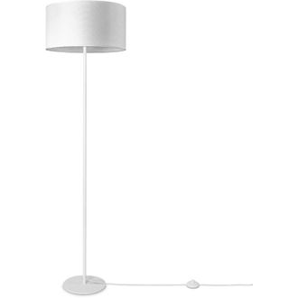 Paco Home Paco Home - Lampadaire Salon Abat-Jour Tissu Lampe à Poser Textile E27 Veilleuse Blanc (Ø38 cm), Lampadaire - Type 2 - Blanc