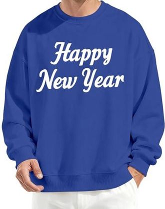 Generic Sweat-shirt pour le r&eacute;veillon du Nouvel An - Col rond - Sweat graphique d&eacute;contract&eacute; pour homme - Hauts de vacances pour voyage, quotidien, streetwear,