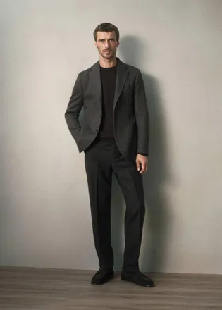 Mango Veste en laine italienne &agrave; chevrons, coupe slim fit marron - Homme - 48 - MANGO MAN