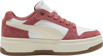 Puma Rebound Femme Sneaker f&uuml;r Damen, Leder, niedrig geschnitten, Plattform-Absatz (Wei&szlig;/Rot)