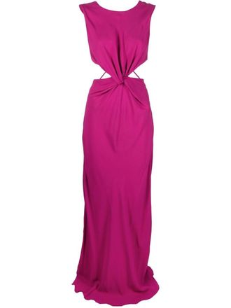 Alberta Ferretti robe longue &agrave; d&eacute;coupes - Rose