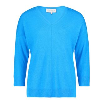 Cartoon V-Ausschnitt Oversized Pullover - - Knitwear - Damen - Blau - S