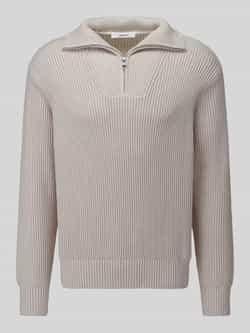 Selected Regular Fit Pullover aus reiner Baumwolle mit Troyer-Kragen