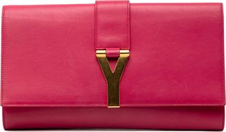 Saint Laurent Pink Leather Chyc Ligne Clutch