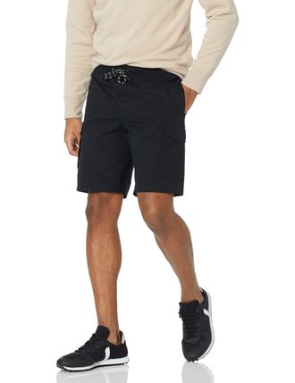 Amazon Essentials Herren Cargoshorts mit elastischer Taille, 23cm, Schwarz, XXL