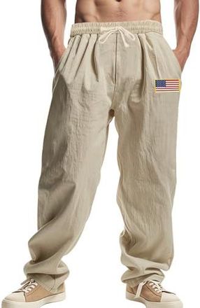 Generic Pantalon en lin pour homme - Pantalon de sport en lin pour homme - Pantalon sarouel d&eacute;contract&eacute; en coton - Pantalon de travail fin pour homme - Pantal