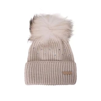 Baldinini Femme, Accessoires, Beige, Taille: ONE Size Bonnet Crème Cristal dHiver