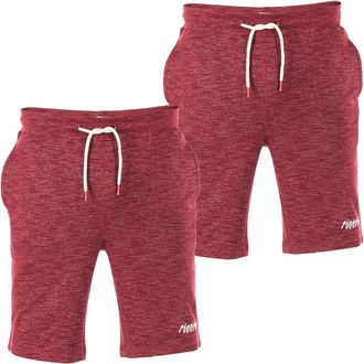 Riverso Kurze Hosen Herren Sport mit Taschen Regular Fit RIVMike 2er Pack Set Sweat Short Bermuda Sweatshorts Sommer Hose, Größe:3XL, Farbe:Burgundy Red Melan