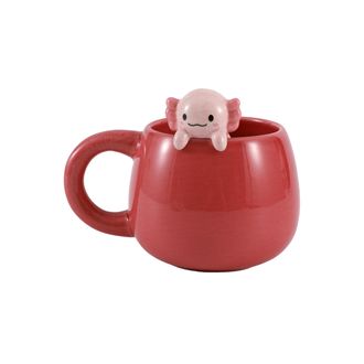 i-Total Keramiktasse mit Tiermotiv aus Keramik am Rand, Tasse f&uuml;r Tee oder Kaffee (AXOLUTELY)