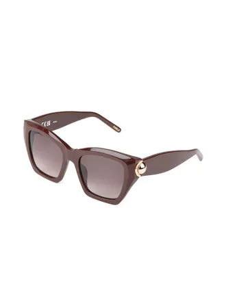 Furla SFU979 Glossy Acetate Cat-eye Sunglasses - Brown