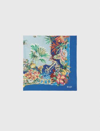 Maje Carr&eacute; 90x90cm En Imprim&eacute; Coton - Imprime Floral Multicouleur - Maje