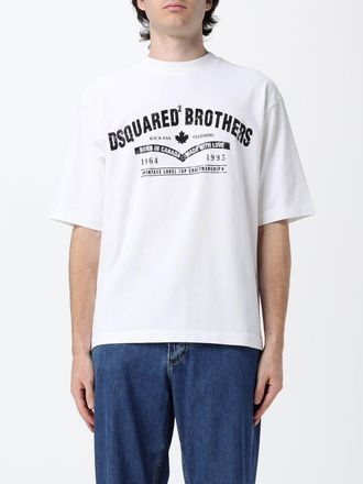 Dsquared2 T-shirt &agrave; col ras du cou en coton avec logo contrastant et &eacute;paules tombantes