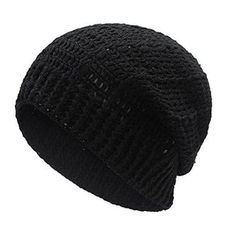 ZLYC Bonnet en Coton crochet&eacute; pour Femme Fait &agrave; la Main avec d&eacute;coupe Florale et t&ecirc;te de Mort, Noir Uniforme, Taille Unique