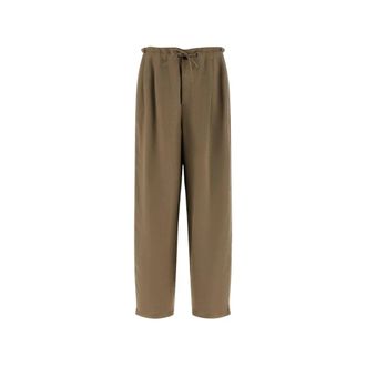 Brunello Cucinelli Leinenmischung-Hose mit hohem Bund und Kordelzug - - Trousers - Damen - Braun - M
