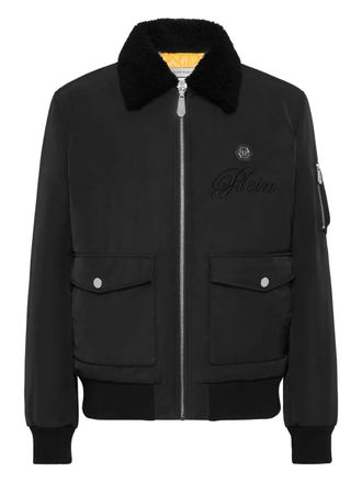 Philipp Plein Bomberjacke mit Faux-Shearling-Kragen - Schwarz