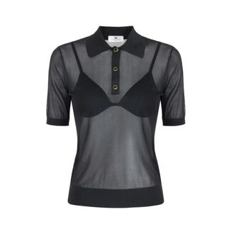 Elisabetta Franchi Nylon-Polohemd mit BH - - Tops - Damen - Schwarzk - M
