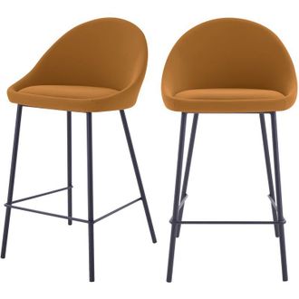 Rendez-Vous D&eacute;co Rendez-Vous D&eacute;co - Lot de 2 chaises de bar 65 cm en cuir synth&eacute;tique cannelle - Pieds en m&eacute;tal noir - Hauteur dassise id&eacute;ale pour &icirc;lot central