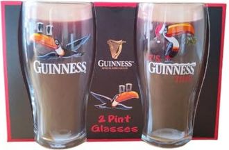 Guinness Lot de 2 verres &agrave; bi&egrave;re Toucan Tulipe - Coffret cadeau | &Eacute;dition classique et de No&euml;l | Produit officiel