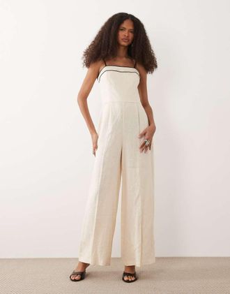 Mango Riemchen-Jumpsuit in Beige-Neutral