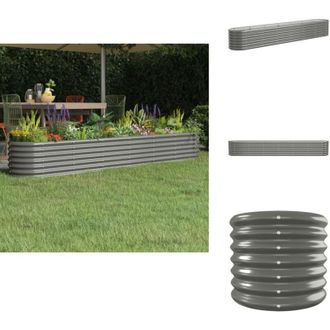 vidaXL Vidaxl - Lit sur&eacute;lev&eacute; de jardin Acier enduit de poudre 260x40x36 cm gris - Jardini&egrave;re Sur&eacute;lev&eacute;e - Bac &agrave; Fleurs - Pots De Jardin - D&eacute;coration