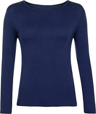 WearAll T-shirt à manches longues extensible uni pour femme Grandes tailles 44 46 58, bleu marine, 52-54 Grande taille