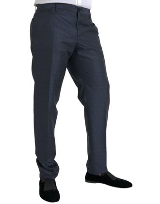 Dolce & Gabbana Blue Wool Men Skinny Dress Pants Virgin Polyester