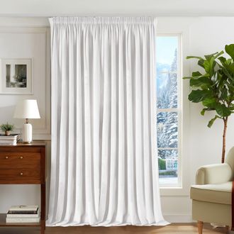 Deconovo Samtvorhang Blickdicht Gardinen mit Kräuselband Velvet Curtains Samt Vorhänge Thermovorhang für Wohnzimmer Schlafzimmer, 220x300cm(HöhexBreite), Weiß,