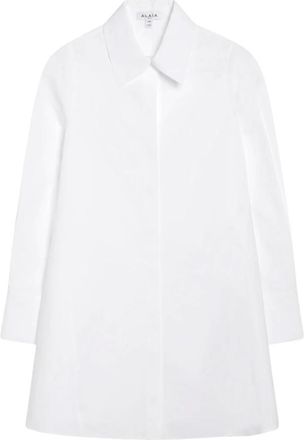 Alaia Mini-robe chemise en popeline - Femme - Robes - Blanc - Taille: 38 FR