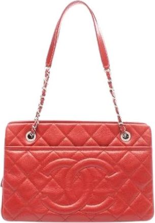 Chanel Sac cabas Pre-owned Matelass&eacute; en cuir grain&eacute; - Femme - Pre-owned - Rouge - Taille: ONE Size