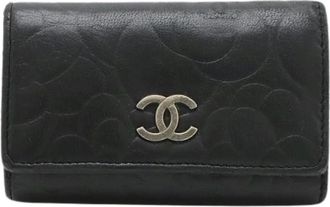 Chanel Pre-owned &Eacute;tui 6 cl&eacute;s Cam&eacute;lia - Femme - Pre-owned - Noir - Taille: ONE Size