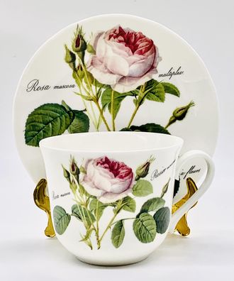 Roy Kirkham Redoute Rose Fr&uuml;hst&uuml;ckstasse und Untertasse