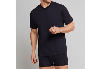 Schiesser T-Shirt (4-tlg) V-Ausschnitt, kurzarm, verst&auml;rkte Halsnaht, im 4er Pack