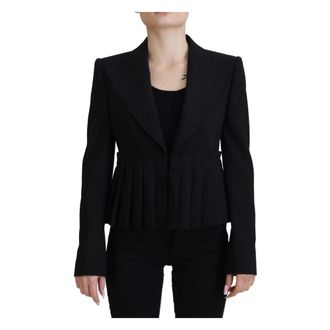 Dolce & Gabbana Schwarzer Wollblazer Jacke - - Jackets - Damen - Schwarzk - XS