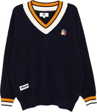 Chocoolate pull à col v - Bleu