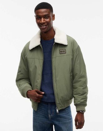 Tommy Jeans veste aviateur coupe relaxed avec col teddy en rocky mountain-Vert