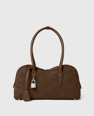 Stella McCartney Ryder Suede Shoulder Bag, Woman, Moka
