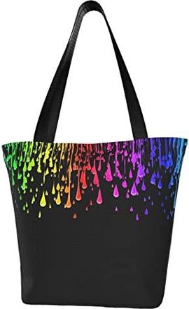 AOOEDM Paint-Drip Aquarelle Sac d&eacute;picerie r&eacute;utilisable Sac &agrave; provisions Sac &agrave; bandouli&egrave;re d&eacute;contract&eacute; Sac &agrave; main pour hommes Femmes Sac de march&eacute; ECO Sac de 