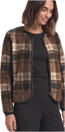 Street One Fellimitatjacke braun,Casual,Polyester,Gemustert,Rundhals,Langarm,Regular Fit