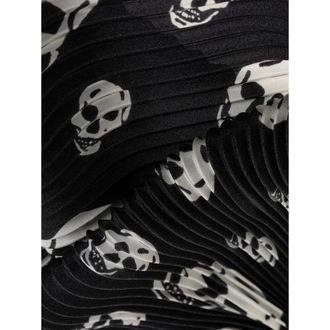 Alexander McQueen Skull-Print Silk Pliss&eacute; Scarf - Black