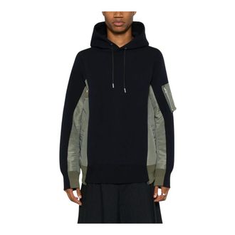 sacai Hoodie mit Eins&auml;tzen - - Sweatshirts & Hoodies - Herren - Schwarzk - S
