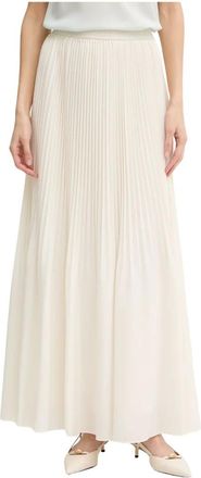 Twinset Femme, Jupes, Beige, Taille: 40 FR Jupe longue pliss&eacute;e en cr&ecirc;pe de Chine