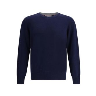 Brunello Cucinelli Kaschmirpullover mit monochromem Muster - - Knitwear - Herren - Blau - S