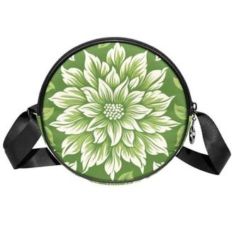 Generic Petit sac &agrave; bandouli&egrave;re rond pour femme, motif floral, vintage, avec fermeture &eacute;clair, bretelles r&eacute;glables, style d&eacute;contract&eacute;