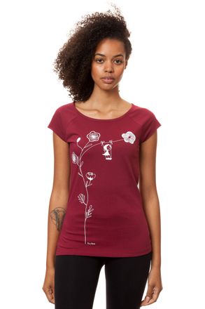 FellHerz Damen T-Shirt Schaukelm&auml;dchen Bio, Fair und Vegan (Dunkelrot, XXL)