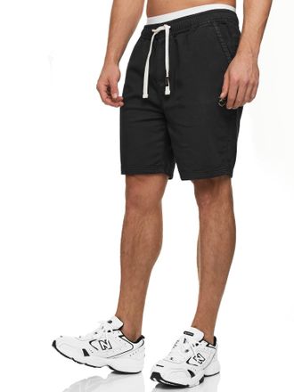 Indicode Herren Kendari Chino Shorts aus 80% Baumwolle | Herrenshorts Chinoshorts Bermuda Black, XL