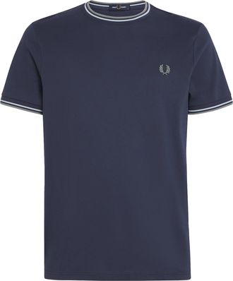 Fred Perry T-Shirt mit Doppelspitzen, Dark Airforce/Lila/Bayleaf, Dark Airforce/Lilac/Bayleaf, XXL