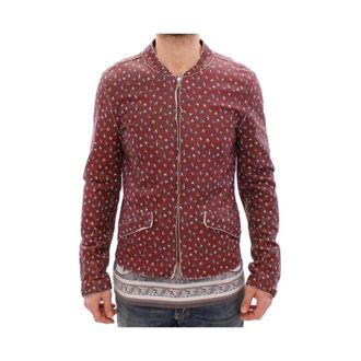 Dolce & Gabbana Bordeaux Lederjacke mit Boxer-Print - - Jackets - Herren - Rot - M