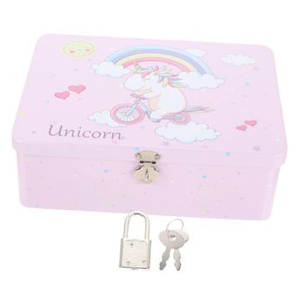 Lurrose Abschließbare Blechdose Mittlere Robuste Weißblech aufbewahrungsbox mit Schloss Kompakte Schmuck Kleinteilebox für Tisch und Reise Leicht und Sicher R