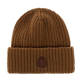 Moncler Bonnet en laine avec logo - Femme - Accessoires - Brun - Taille: ONE Size